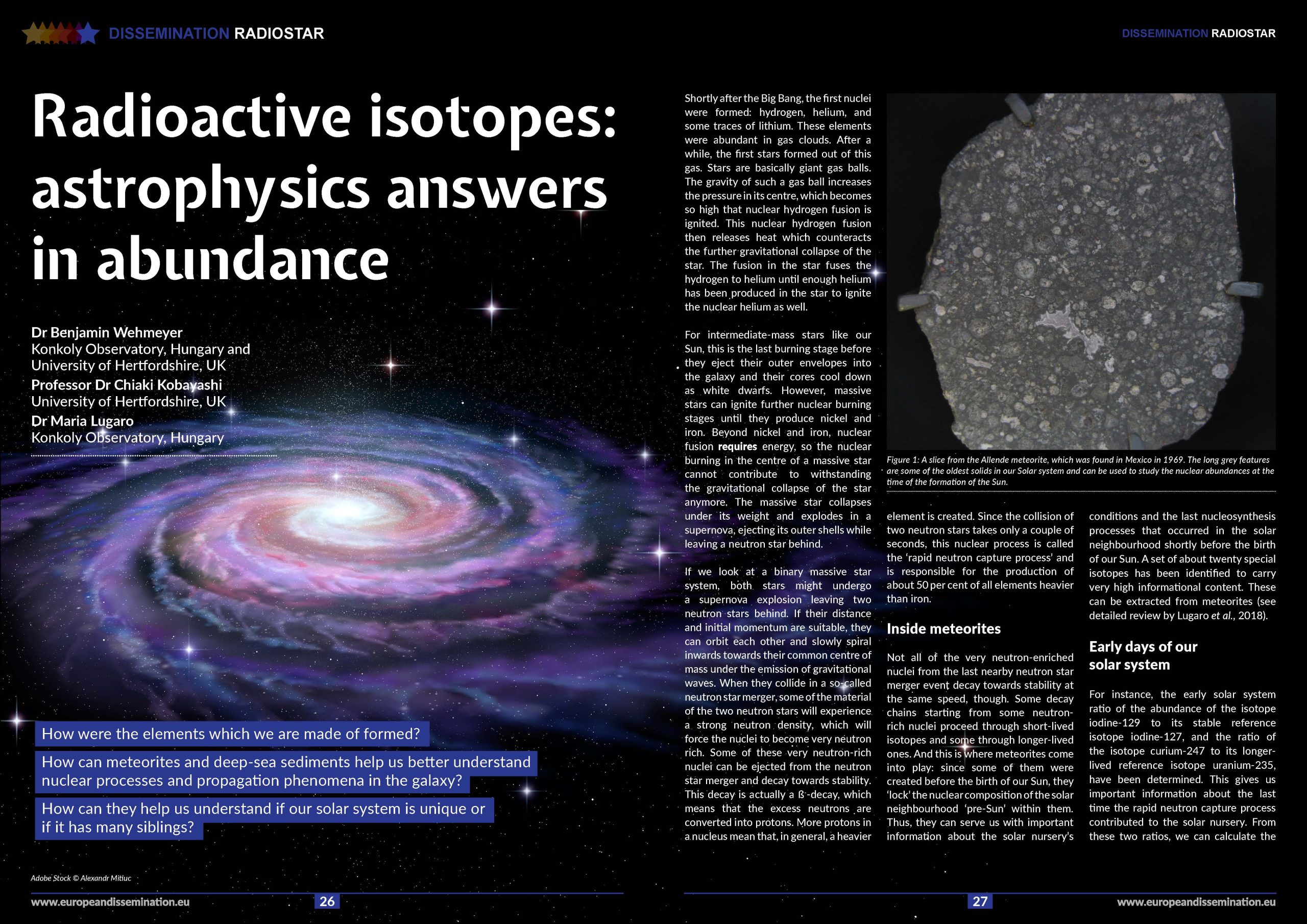Radioactive isotopes: astrophysics answers in abundance » EDMA